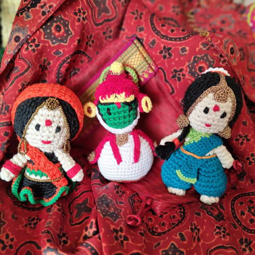 Handmade Crochet Gujarati Miniature Figurine – Cultural Heritage Craft