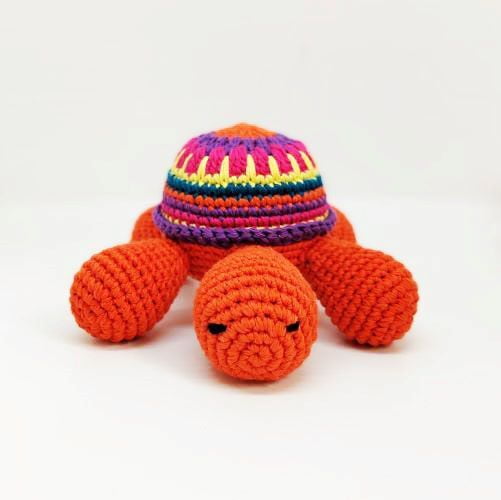 Handmade Crochet Turtle Rattle - Eco-Friendly Baby Toy